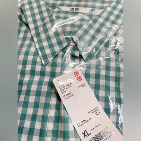 Uniqlo | Tops | Uniqlo Cotton Checked Shortsleeve Shirt Xl New With Tag ...
